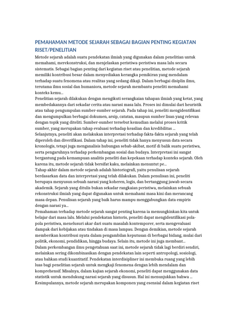 Metode Sejarah Riset | PDF
