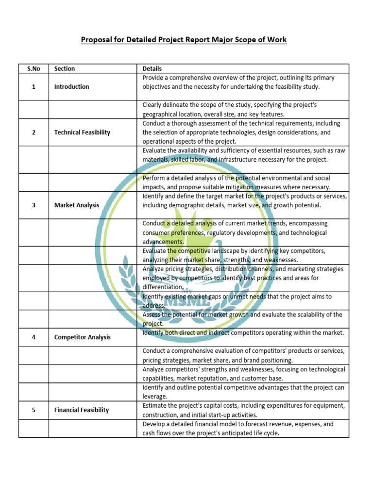 1.DPR - Scope of Work - Watermark | PDF | Risk | Feasibility Study