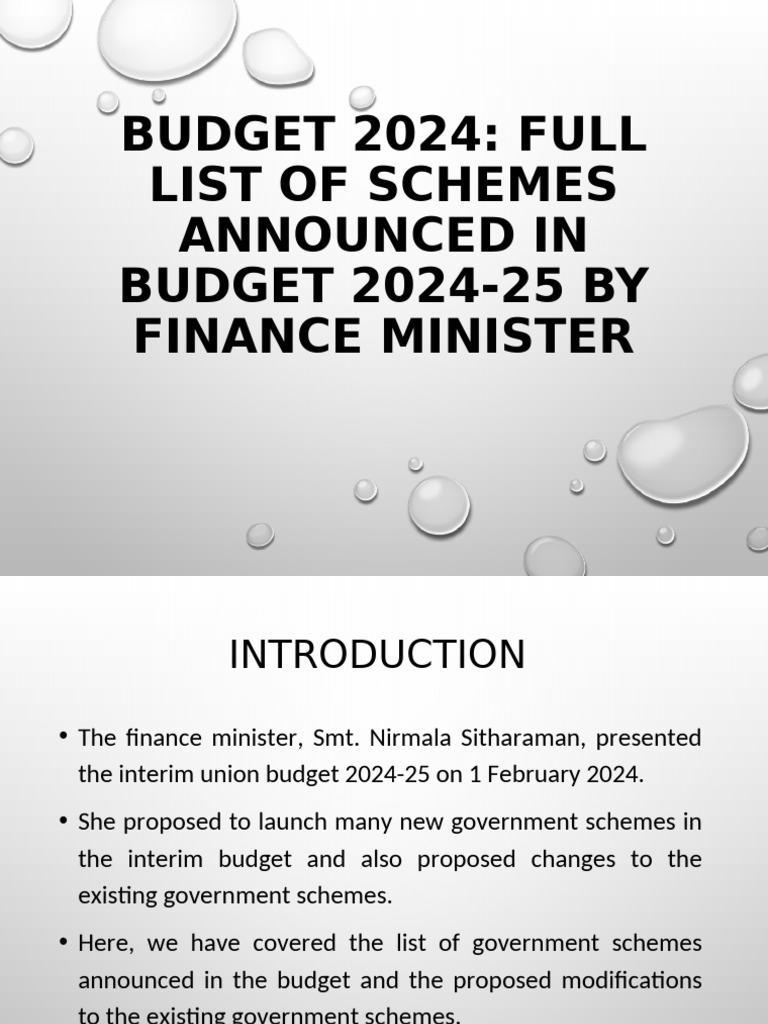 Budget 2024: Key Government Schemes | PDF | Economies