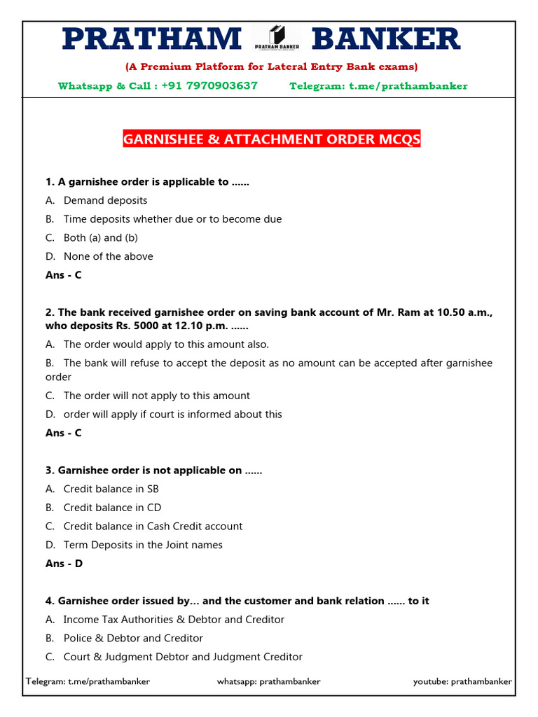 Garnishee Order, Types of Securites & Mortgage & Money Market ...