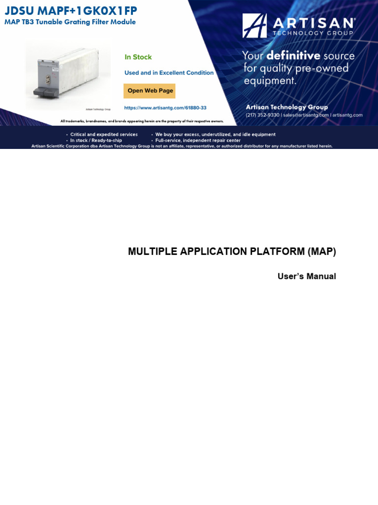 JDSU_MAP_UserManual | PDF | Instrumentation | Laser