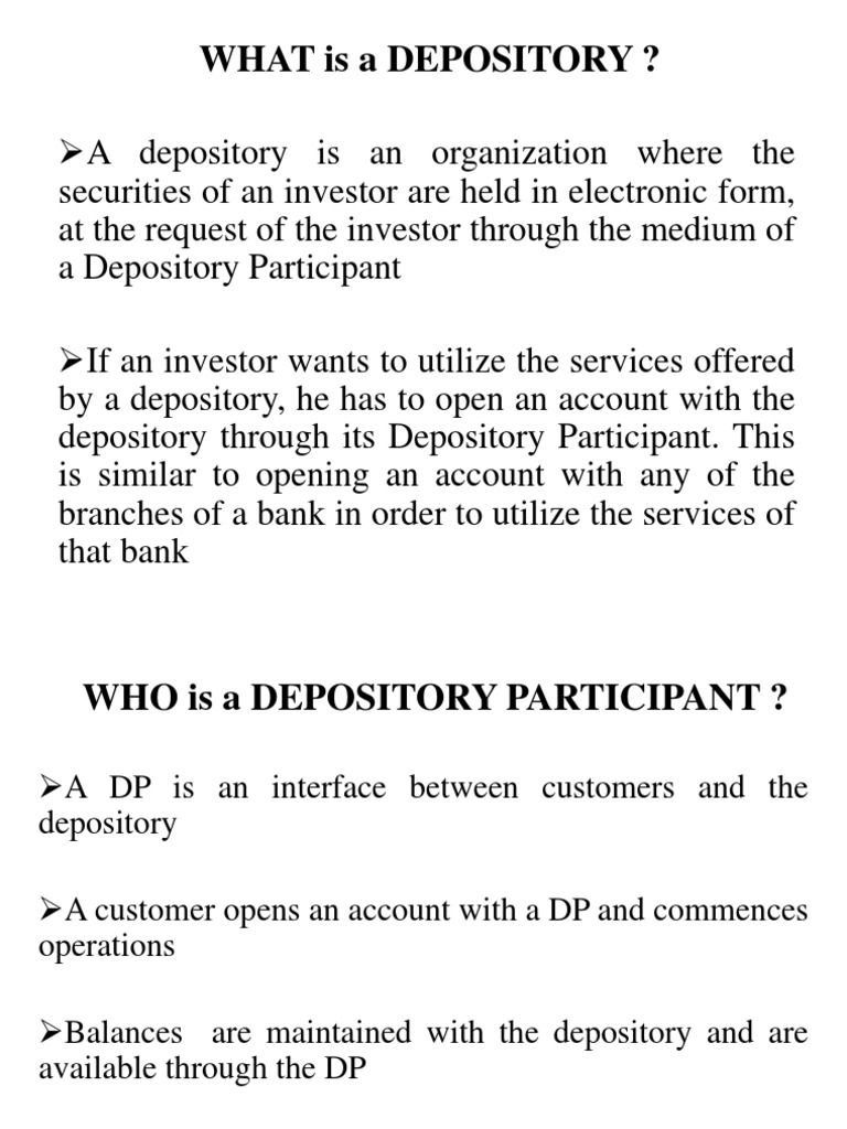 What Is A Depository | PDF | Securities (Finance) | Companies
