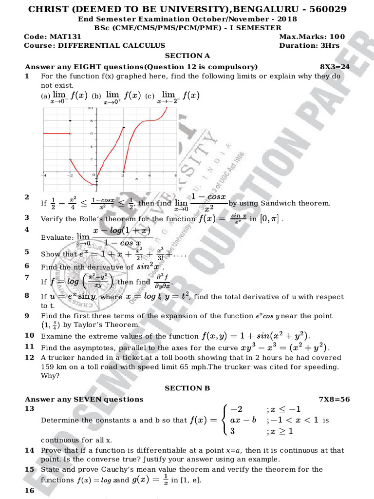 2018 - Differential Calculus | PDF | Curvature | Function (Mathematics)