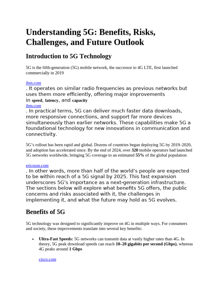 Understanding 5G- Benefits, Risks, Challenges, and Future Outlook | PDF ...