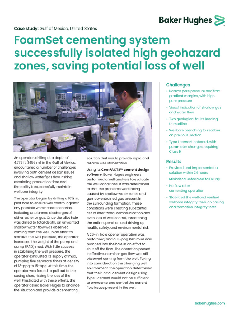 FoamSet Cementing System Saved Well Gom Cs | PDF | Casing (Borehole)