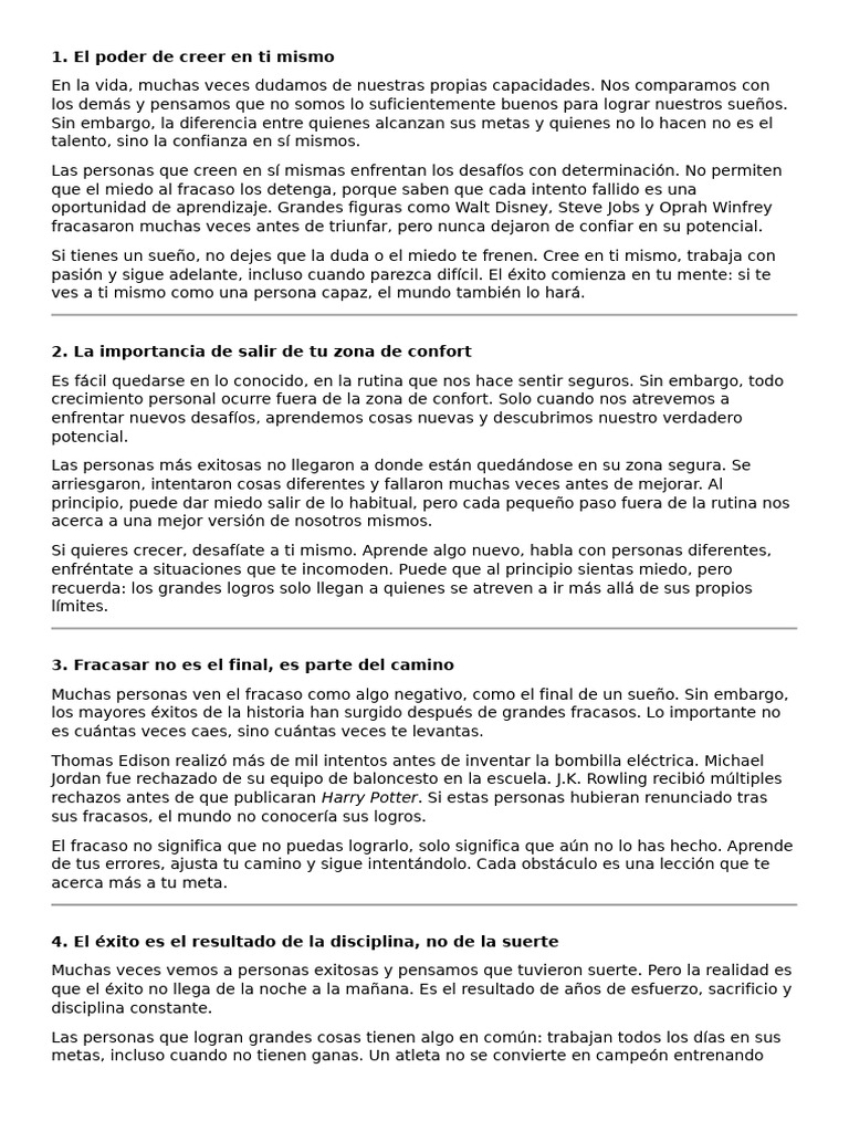 Creer en ti: Clave del éxito personal | PDF