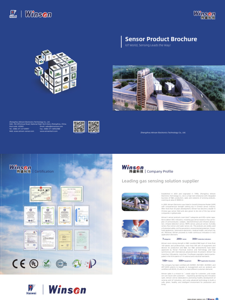 Winsen Product Catalog V - 2023 | PDF | Sensor | Electrical Resistivity And Conductivity