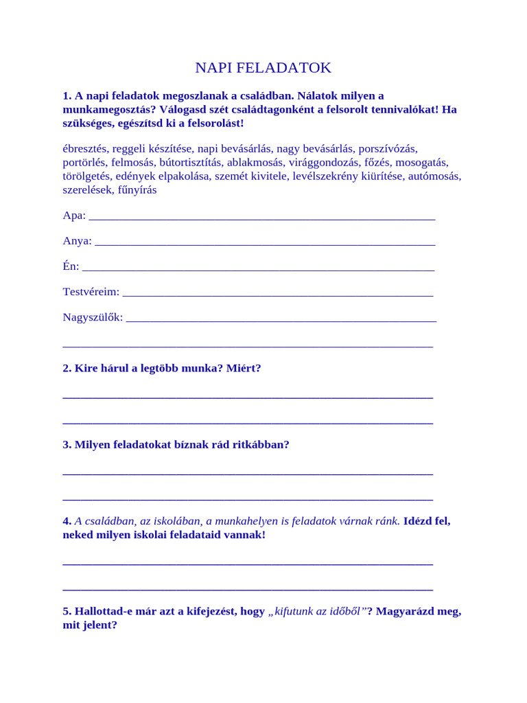 Etika Feladatlap NAPI FELADATOK | PDF