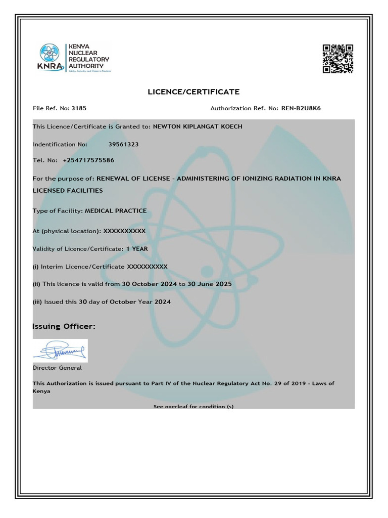 Ren-B2u8k6 - Radiation Workers License | PDF
