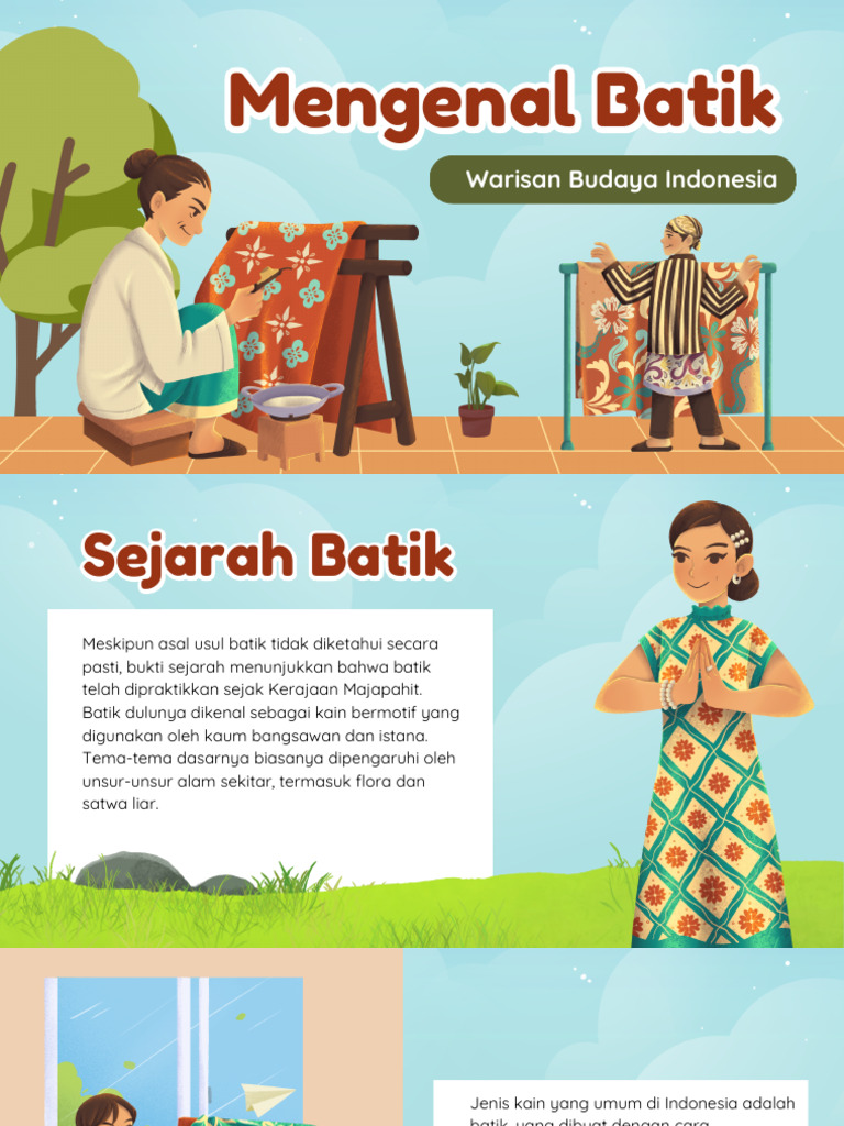 Mengenal Batik Presentasi Biru Muda Dan Oranye Gaya Ilustratif | PDF