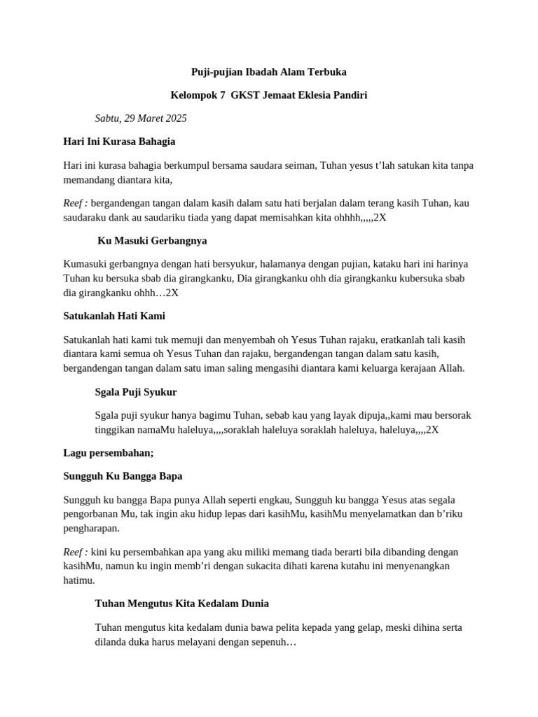 ibadah alam terbuka klopk 7 | PDF