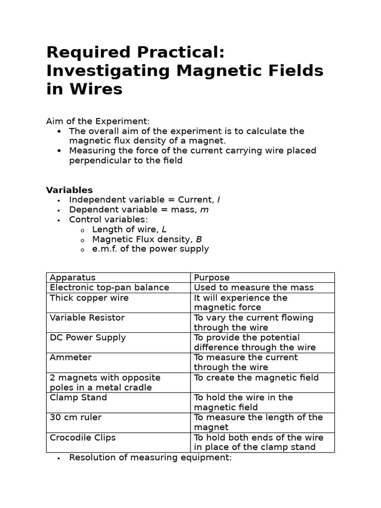 Required Practical Magnetic Fields | PDF | Electric Current | Magnetic ...