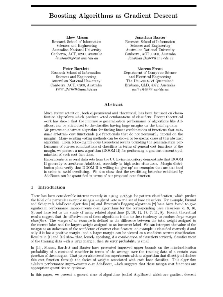 Boosting Algorithms As Gradient Descent | PDF | Applied Mathematics | Machine Learning