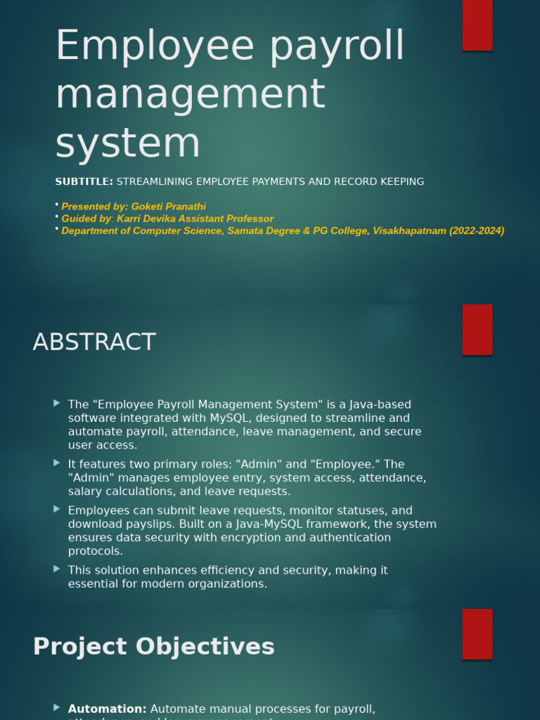 Employee Payroll Management System PPT | PDF | Payroll | Automation