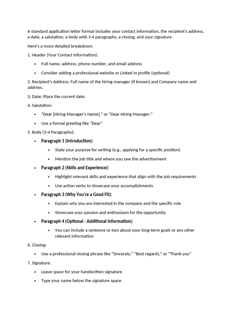 Application Letter Format | PDF