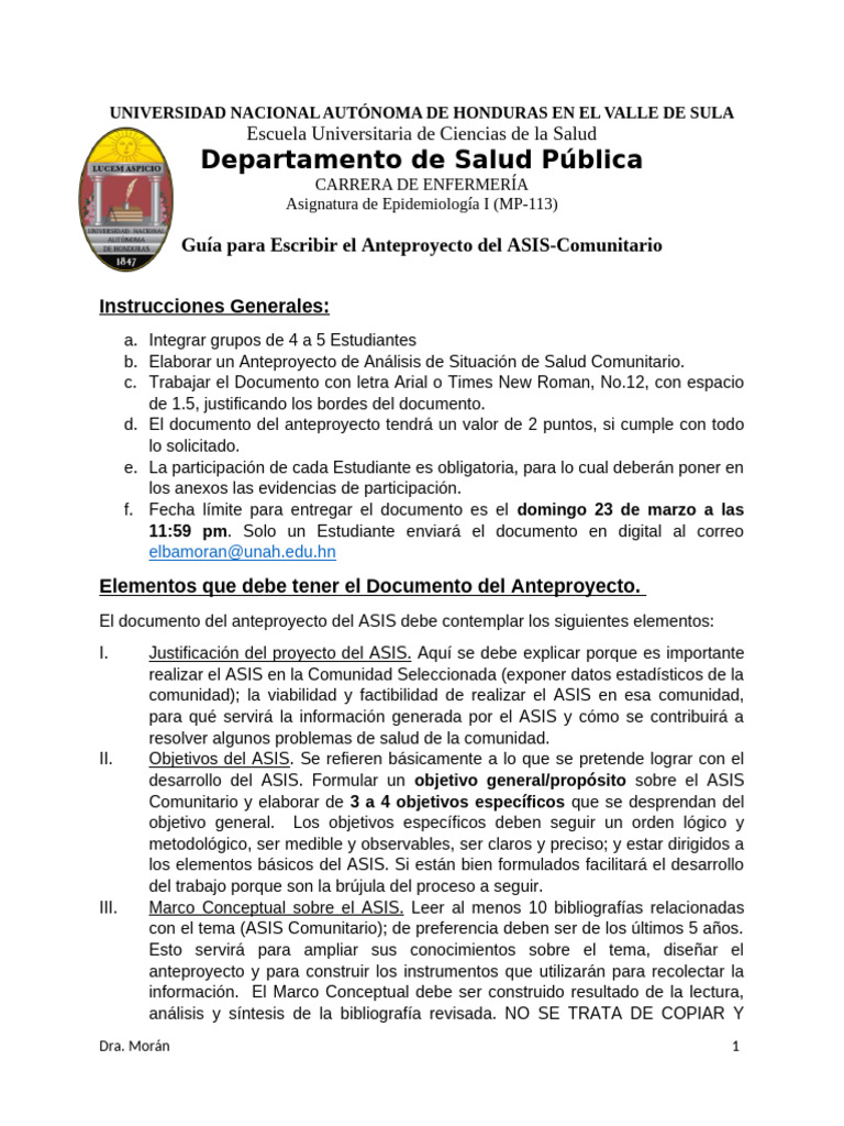 Guía para Anteproyecto Del ASIS Comunitario | PDF | Estadísticas | Información