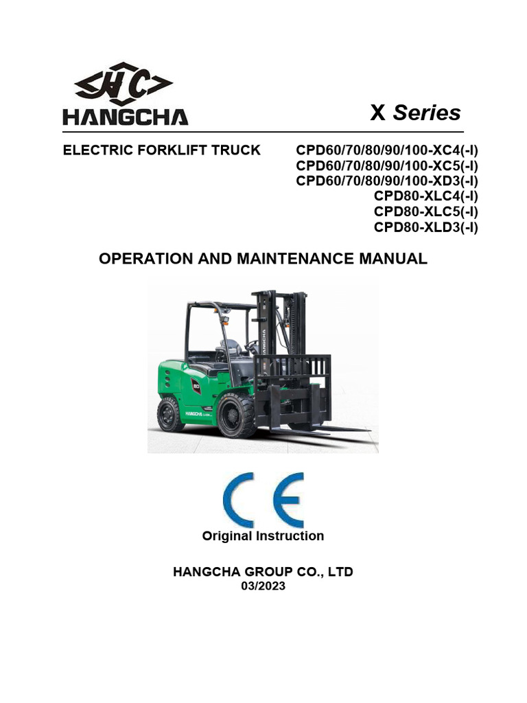 OMM-X-6.0-10t-4-Wheel Electric Forklift-202303-EN - CE | PDF | Menu (Computing) | Forklift