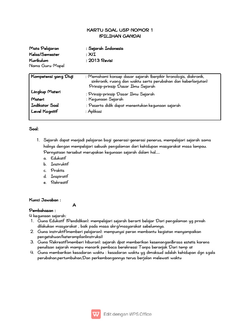 Kartu Soal Usp 2023 | PDF