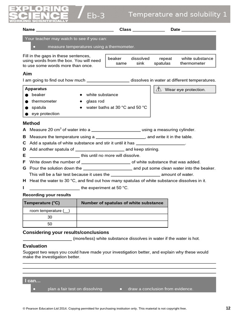 7eb3 Temperature Solubility 1 | PDF | Temperature | Water