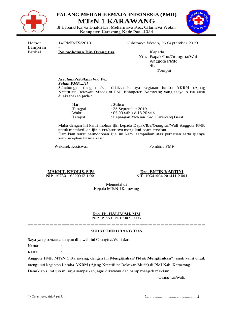 surat ijin pmr mts | PDF