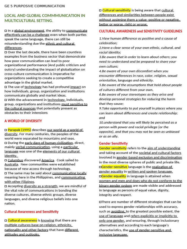 GE 5 PURPOSIVE COMM Reviewer | PDF | Communication | Essays