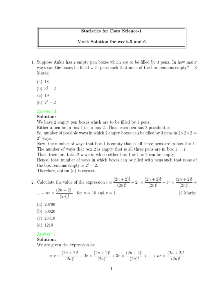 Combinatorial Problems and Solutions | PDF
