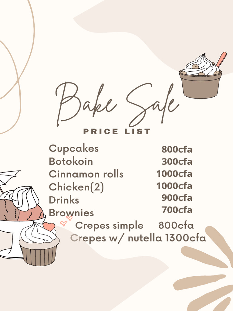 Desserts Price List Poster | PDF