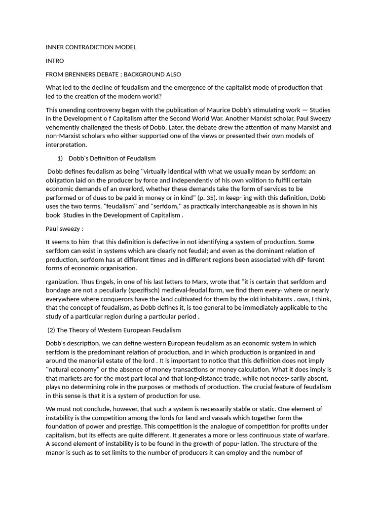 Inner Contradiction Model | PDF | World Systems Theory | Capitalism