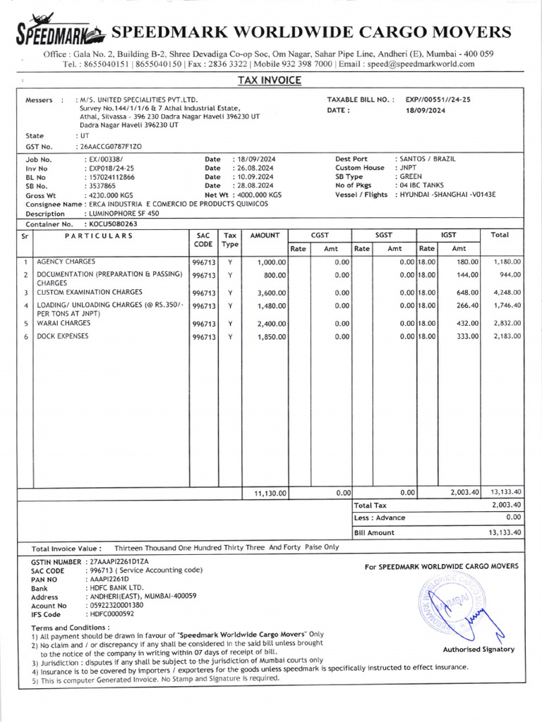 EXP018 - Erca - Brazil - Export Document | PDF | Supply Chain Management