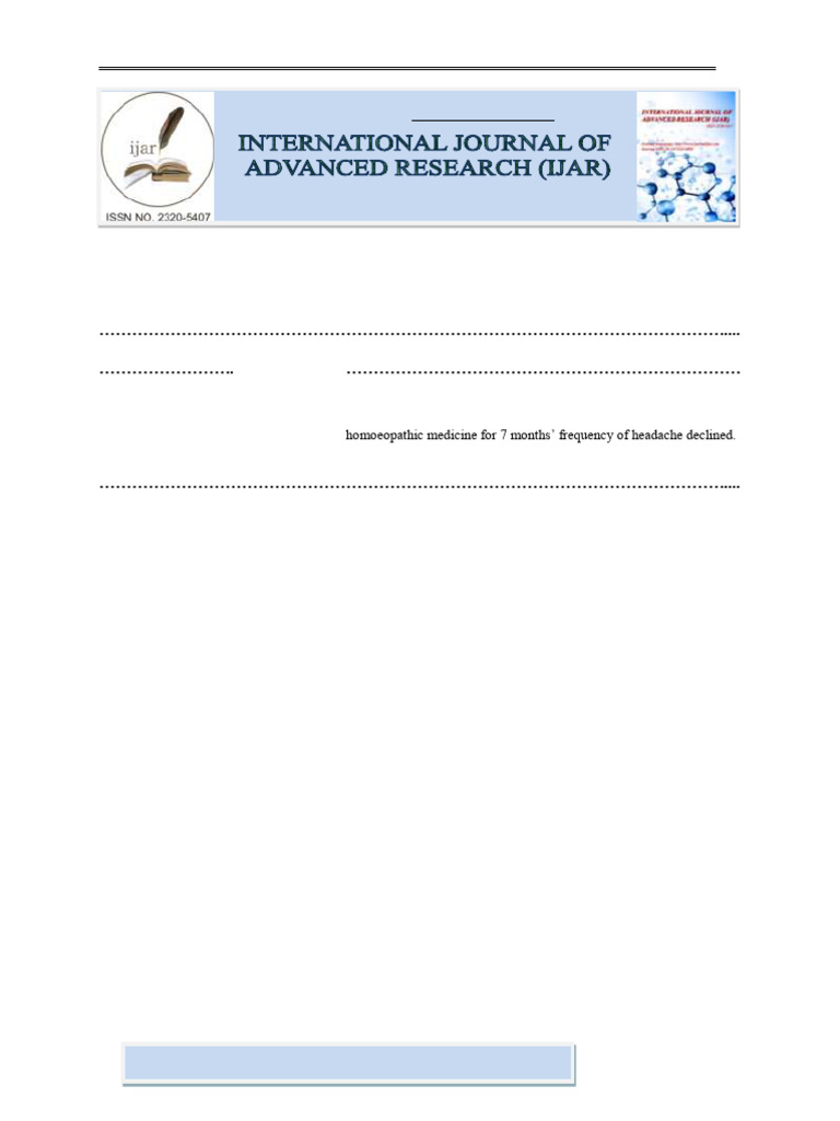 A Case of Migraine Treated by Using BTPB Repertory | PDF | Headache ...