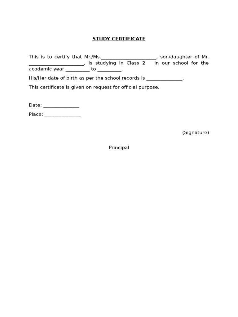 Study Certificate | PDF