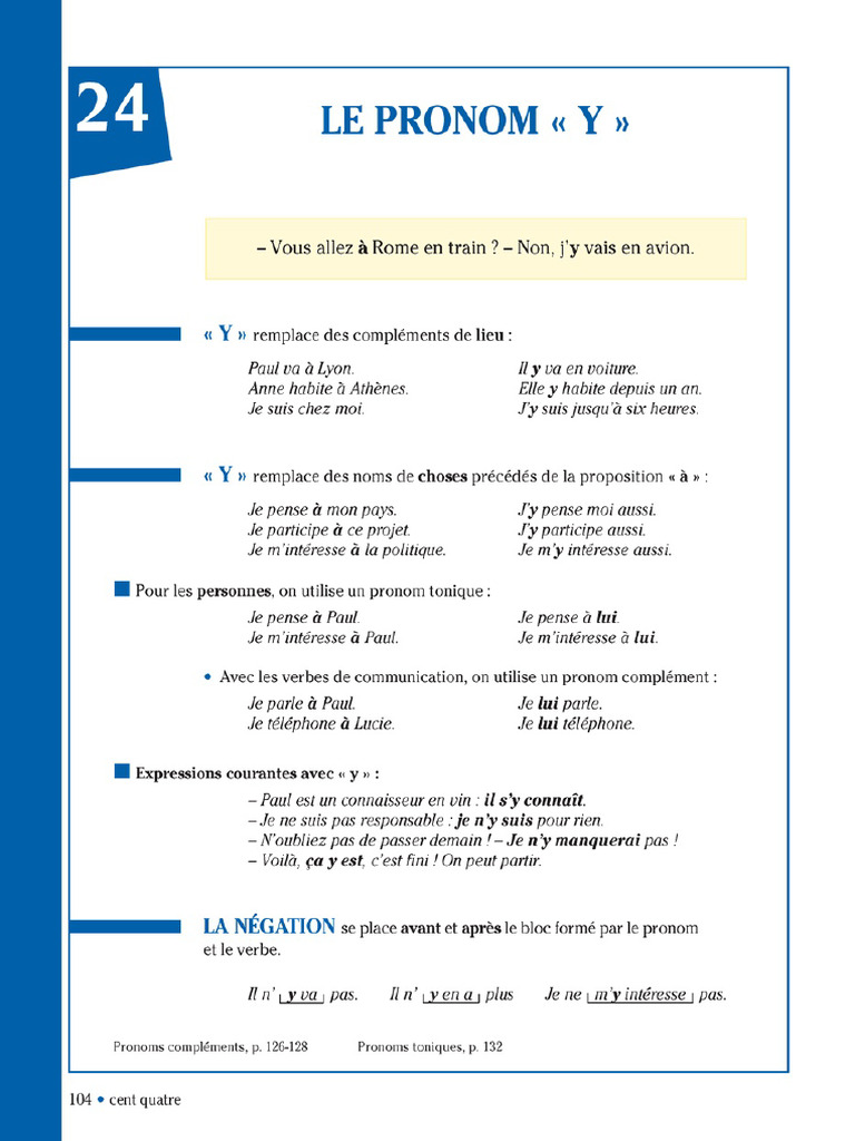 Le Pronom y | PDF