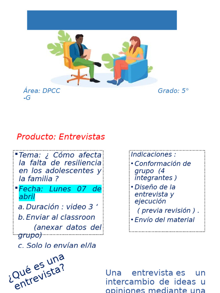 Actividad Grupal - Entrevista 5° H | PDF