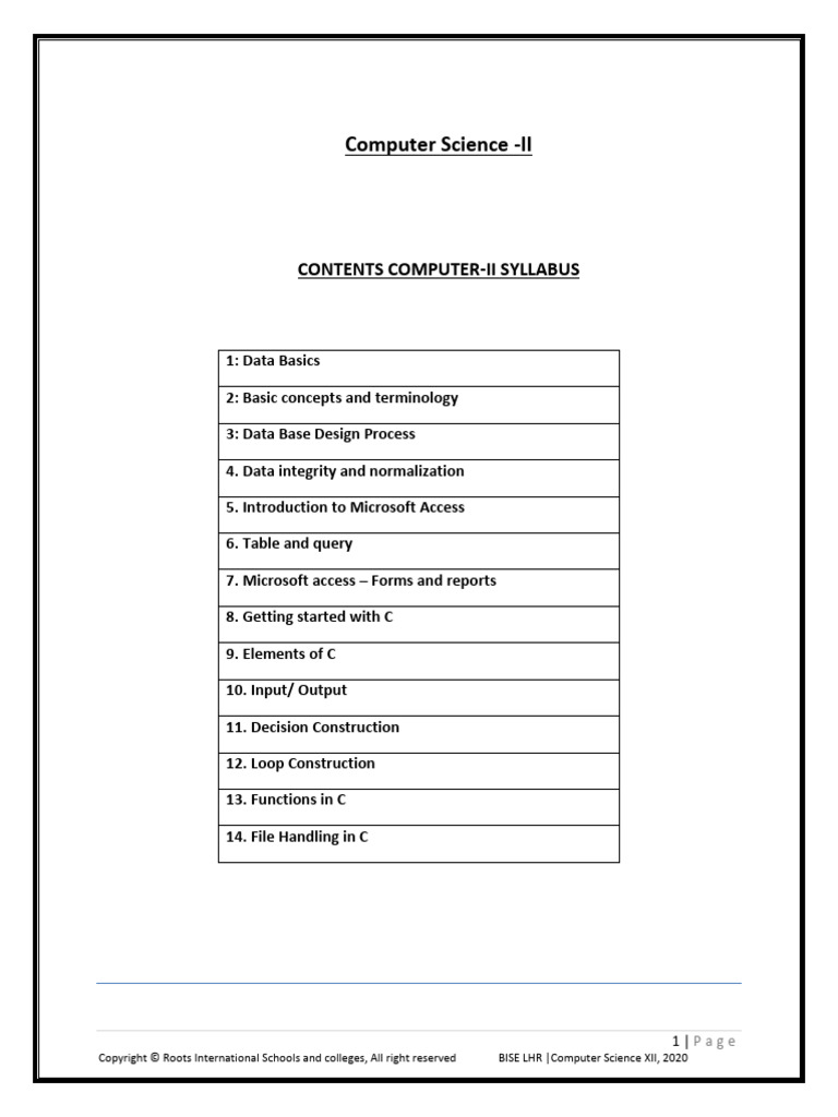 HSSC-II - Resource Pack Computer Science Objectives | PDF | Databases ...