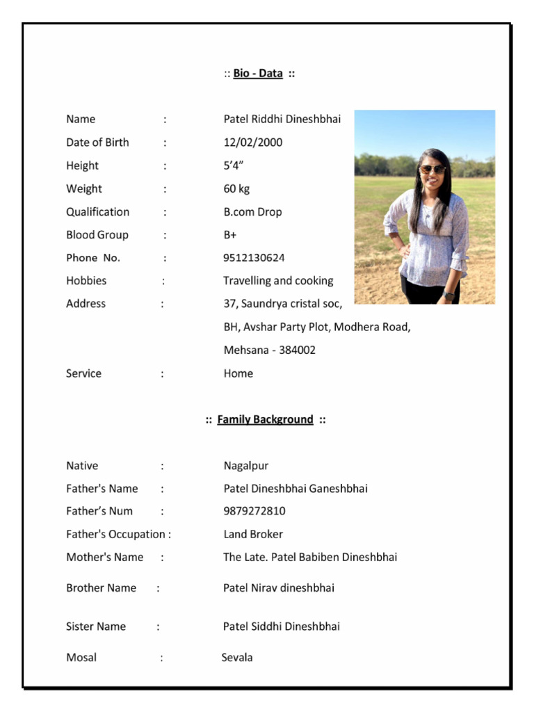 Riddhi Biodata | PDF