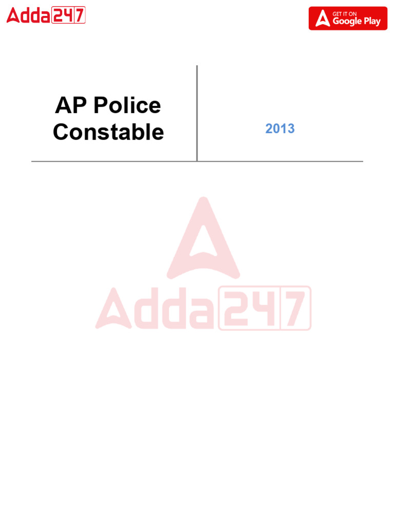 AP Police Constable 2013 Paper | PDF