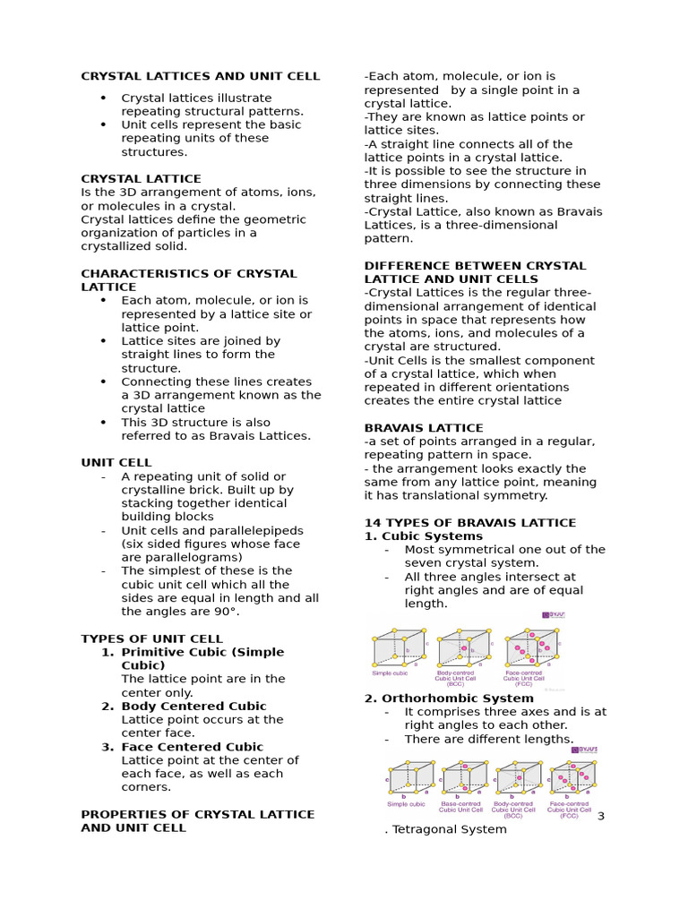 Crystal Lattices and Unit Cell | PDF | Crystal Structure | Crystal