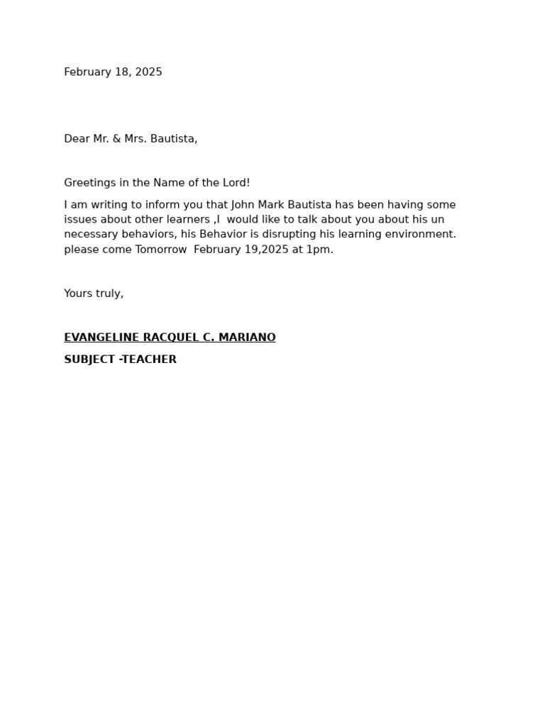 Parents Concern Letter | PDF