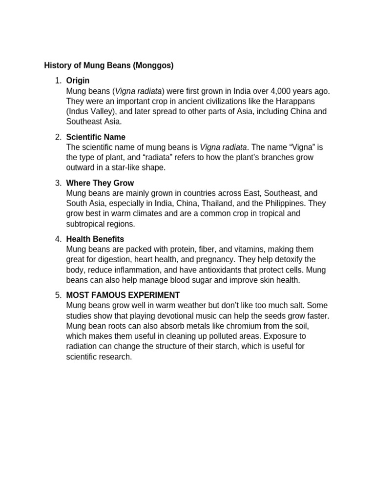 History of Mung Beans | PDF