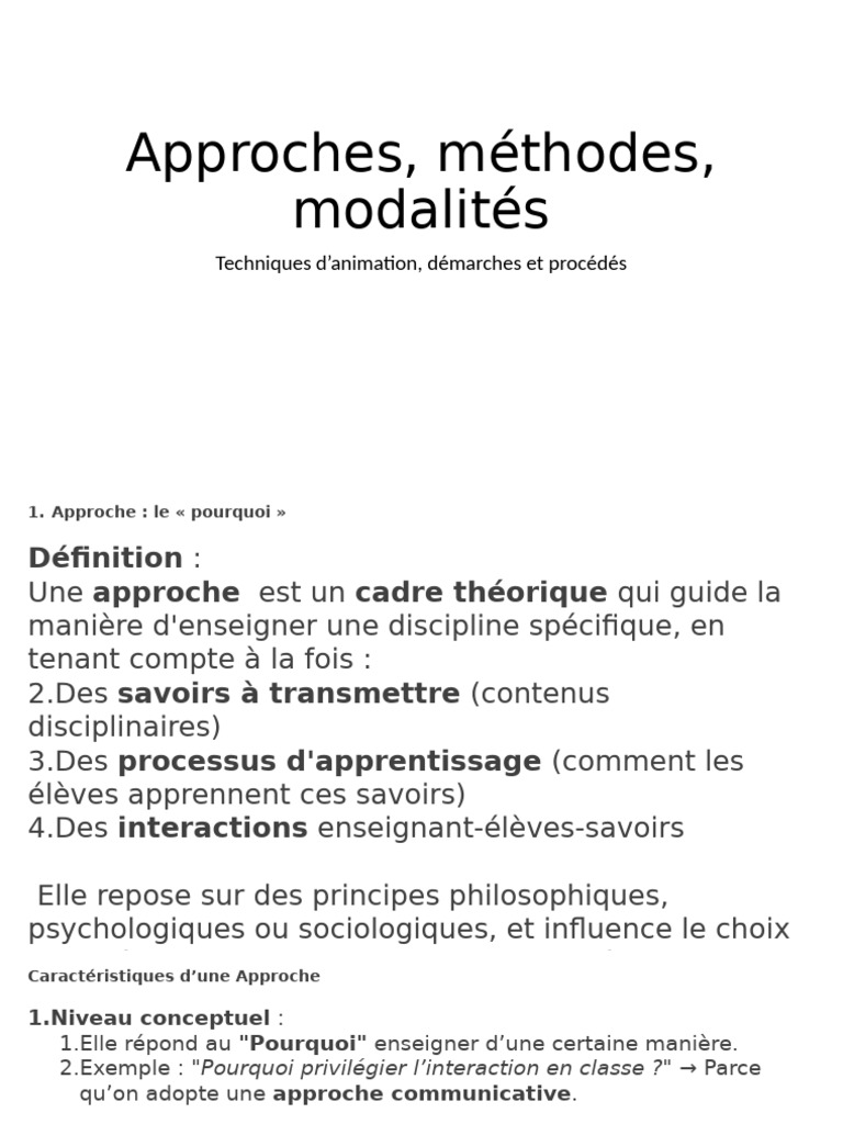 Approches et Méthodes Pédagogiques | PDF | Pédagogie | Apprentissage