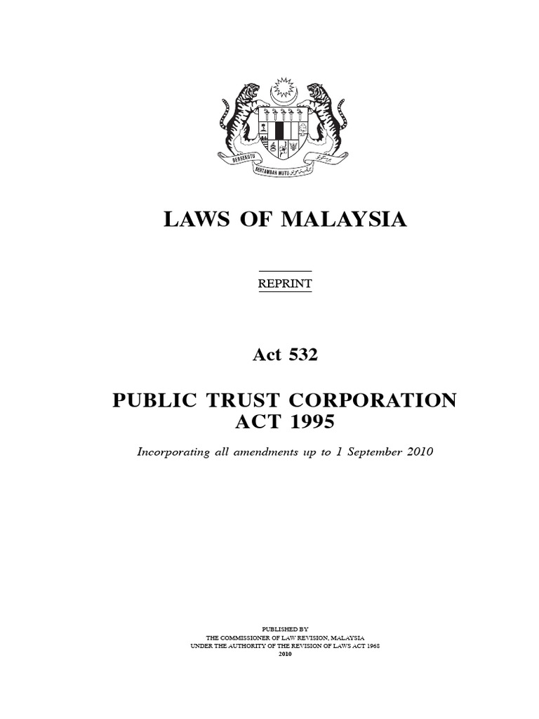 Public Trust Corporation Act 1995 | PDF | Probate | Trustee
