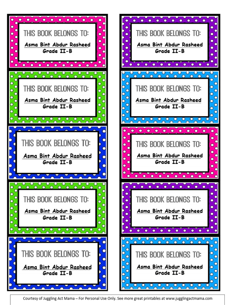 Free Printable Book Labels - PDF 2 | PDF