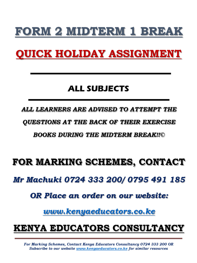 Form 2 Midterm Holiday Assignments | PDF | Chemical Compounds ...