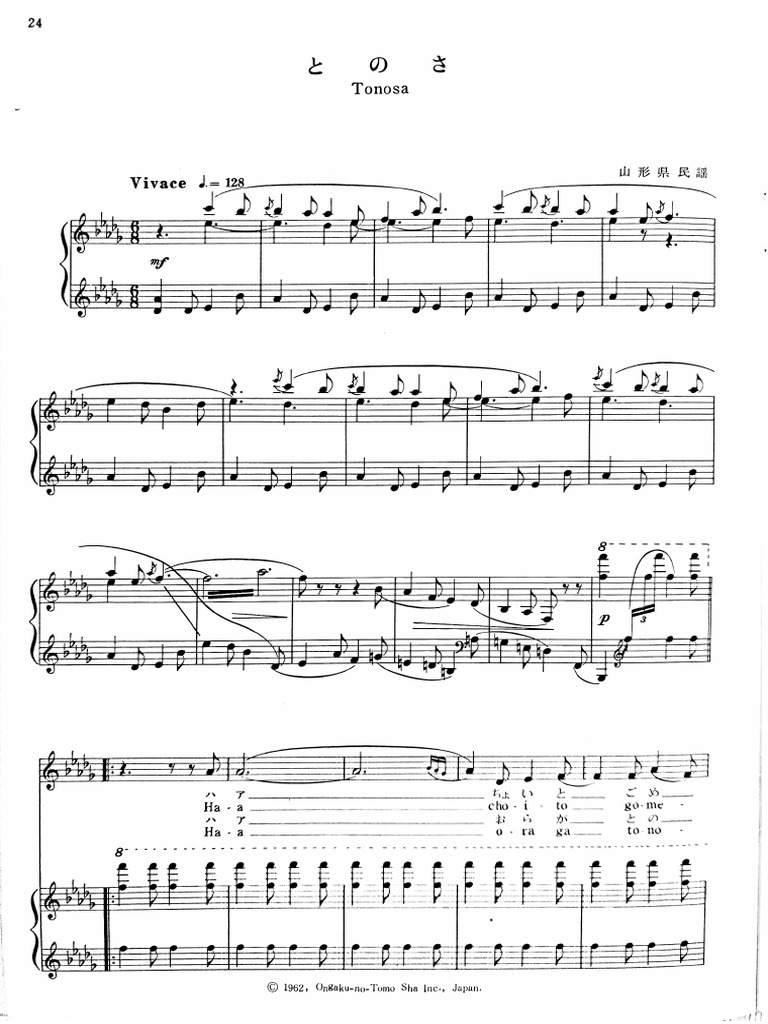 Tonosa From Michio Mamiya Folksongs | PDF