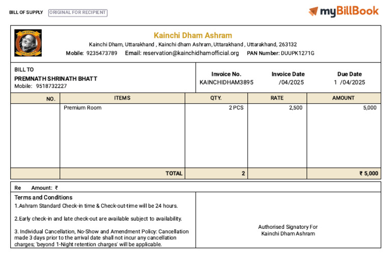 KAINCHIDHAM3895-sales Invoice-Premnath Shrinath Bhatt | PDF