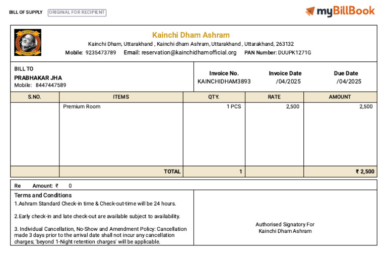 KAINCHIDHAM3893-sales Invoice-Prabhakar Jha | PDF