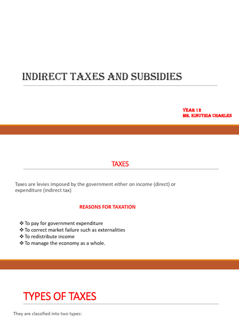 Understanding Indirect Taxes and Subsidies | PDF | Taxes | Elasticity ...