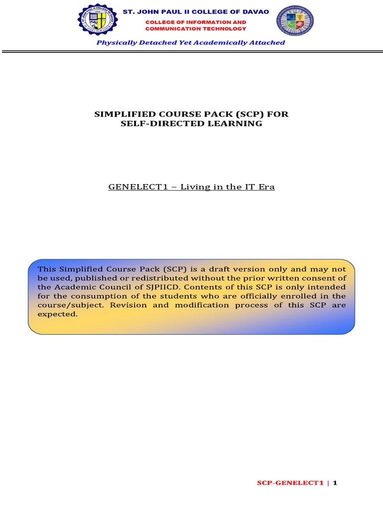 ICT-SCP-GENELECT1-Student-Copy | PDF | Computer Hardware | Computer Data Storage
