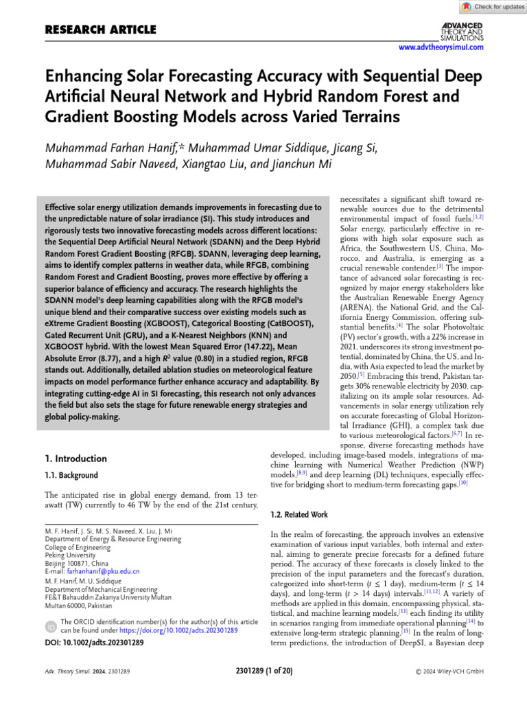 Enhancing Solar Forecasting Accuracy With Sequential Deep Artificial ...
