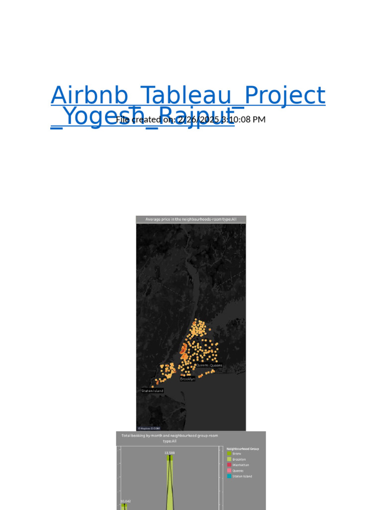 Airbnb Tableau Project Yogesh Rajput | PDF